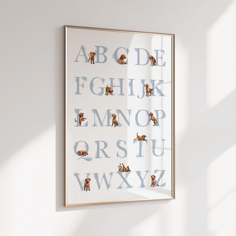 Red Fox Labrador Alphabet Poster, Puppy ABC Print, Cute Red Fox Lab Dog ...
