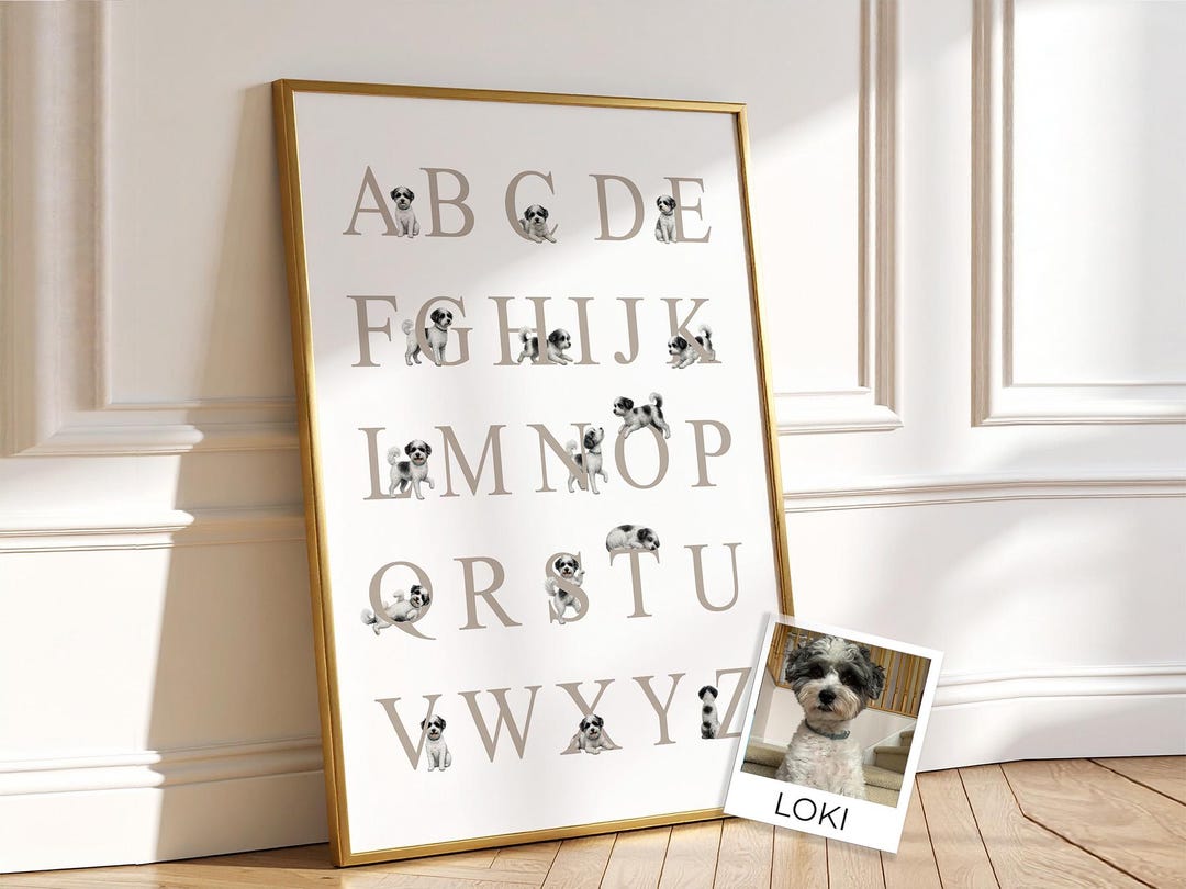 Custom Dog Alphabet Poster With Your Own Dogs | Personalized Puppy ...