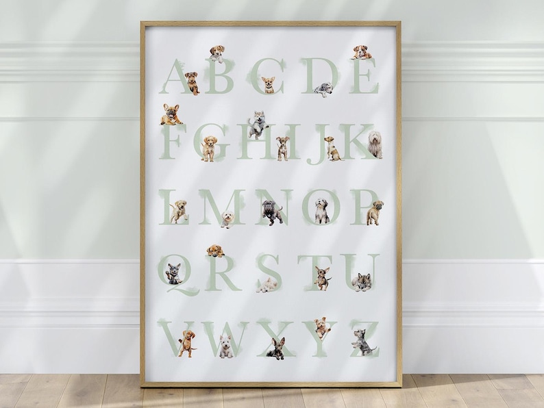 Puppy Dog ALPHABET POSTER | Puppy Nursery Decor | Alphabet Nursery Art ...