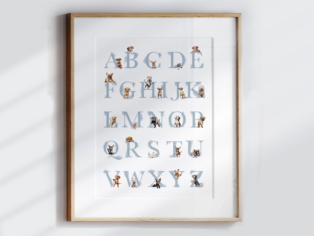 Puppy ALPHABET POSTER | Puppy Nursery Decor | Puppy Dog Wall Art for a ...