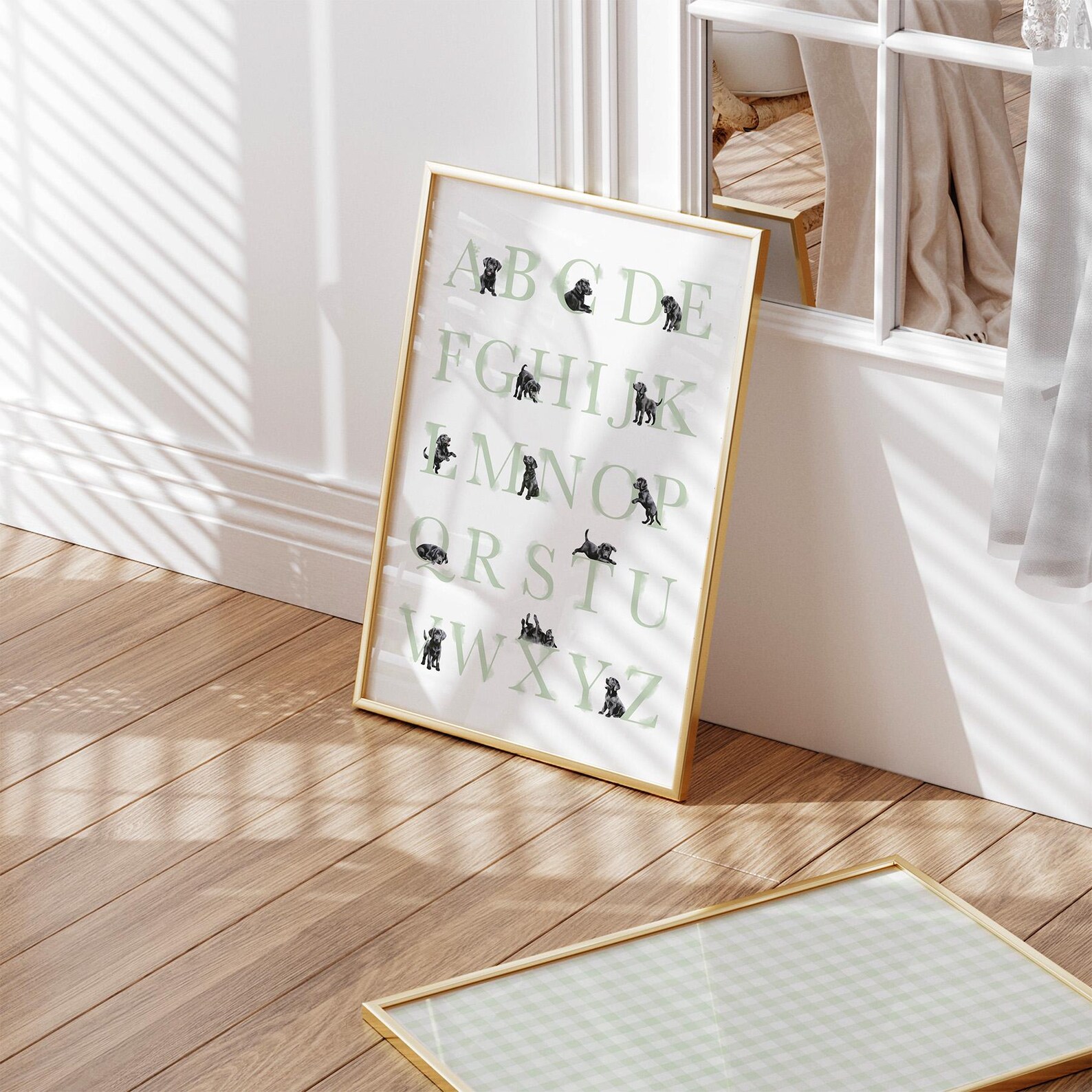 BLACK LABRADOR ABC Poster With Sage Green Letters | Puppy Nursery Decor ...
