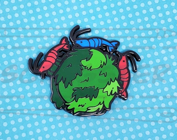 Marimo Moss Ball Shrimp Hard Enamel Spinner Pin - Etsy