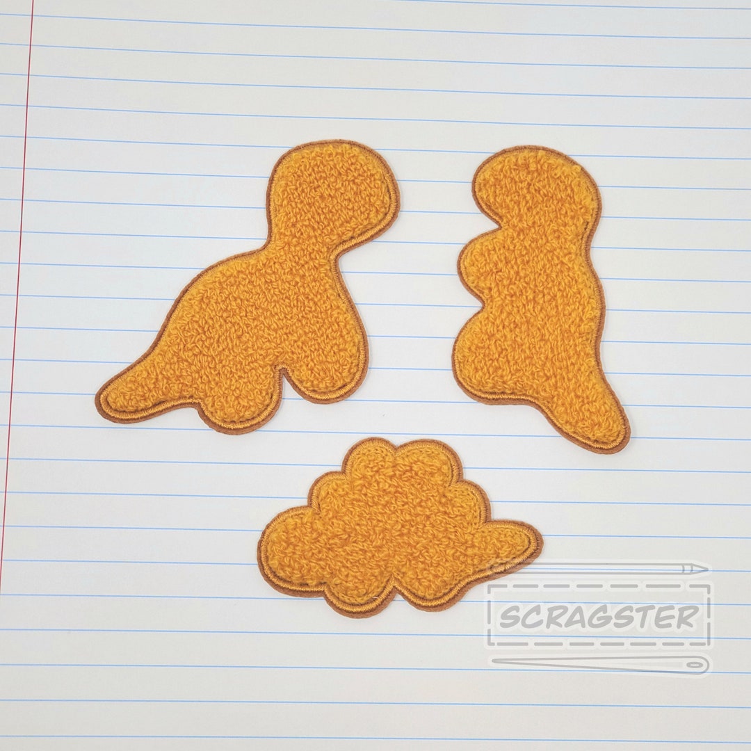 Dino Nuggies Dinosaur Chicken Nugget Iron on Fuzzy Chenille - Etsy