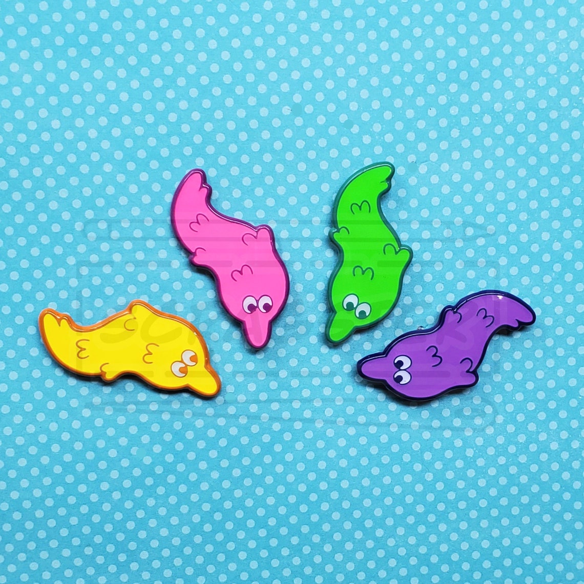 Worm on a String 1.5 Dyed Metal Enamel Pin | Etsy