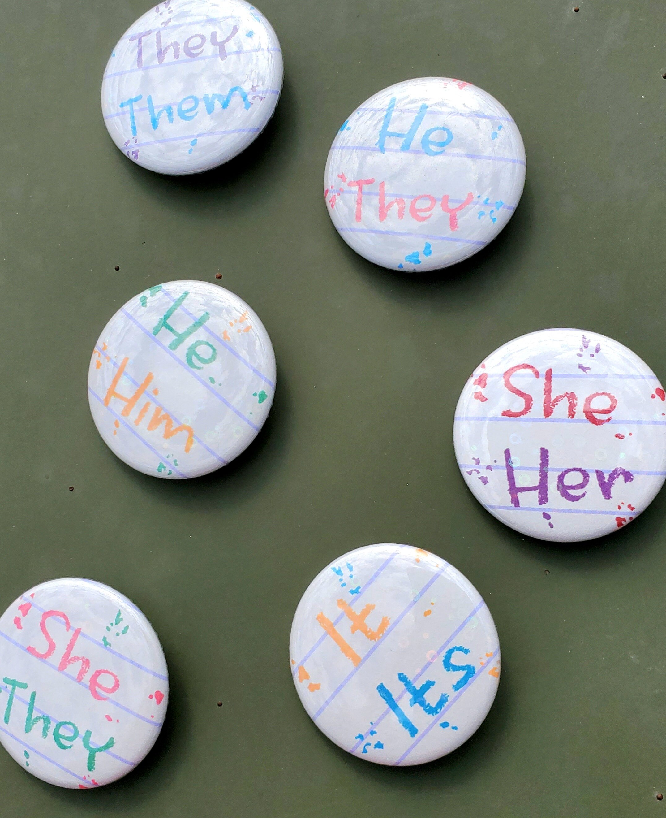 Back to School Crayon Pronoun 1.5 Sparkle Pinback Button - Etsy