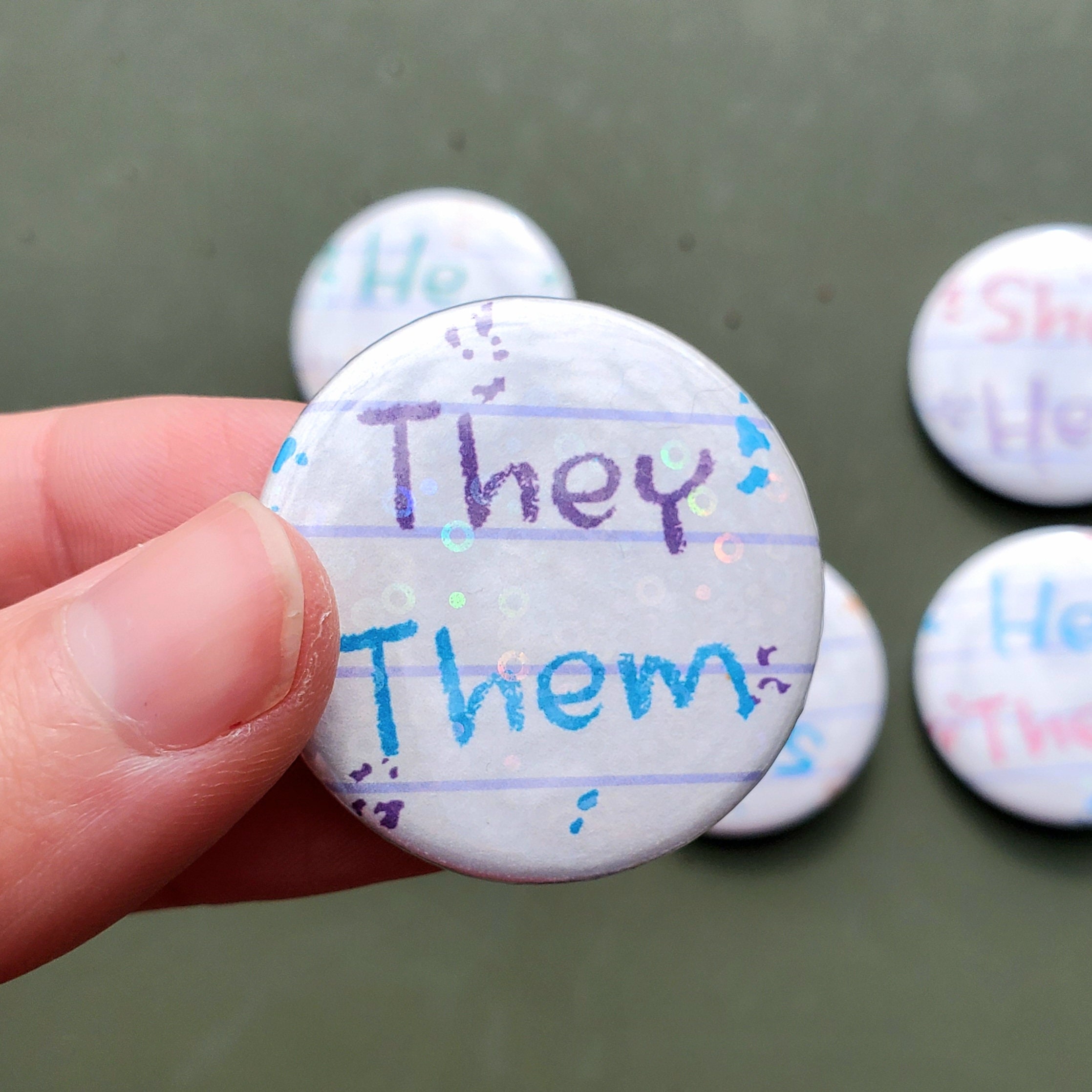 Back to School Crayon Pronoun 1.5 Sparkle Pinback Button - Etsy