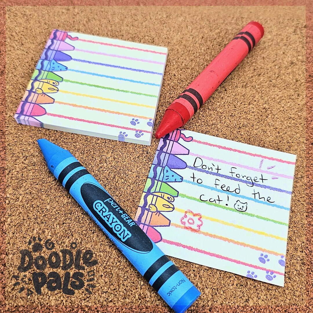 Doodle Pals Crayon Kitty Memo Pad - Etsy