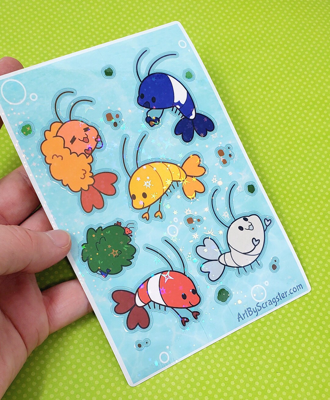 Lil Shrimp Holo Vinyl Sticker Sheet - Etsy