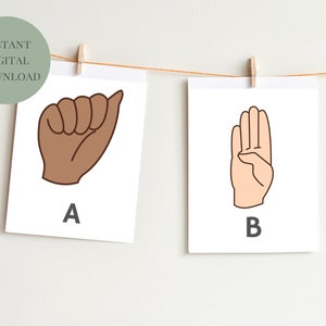 ASL Alphabet Flash Cards, ABC, Children, Kids, Montessori, Classroom ...