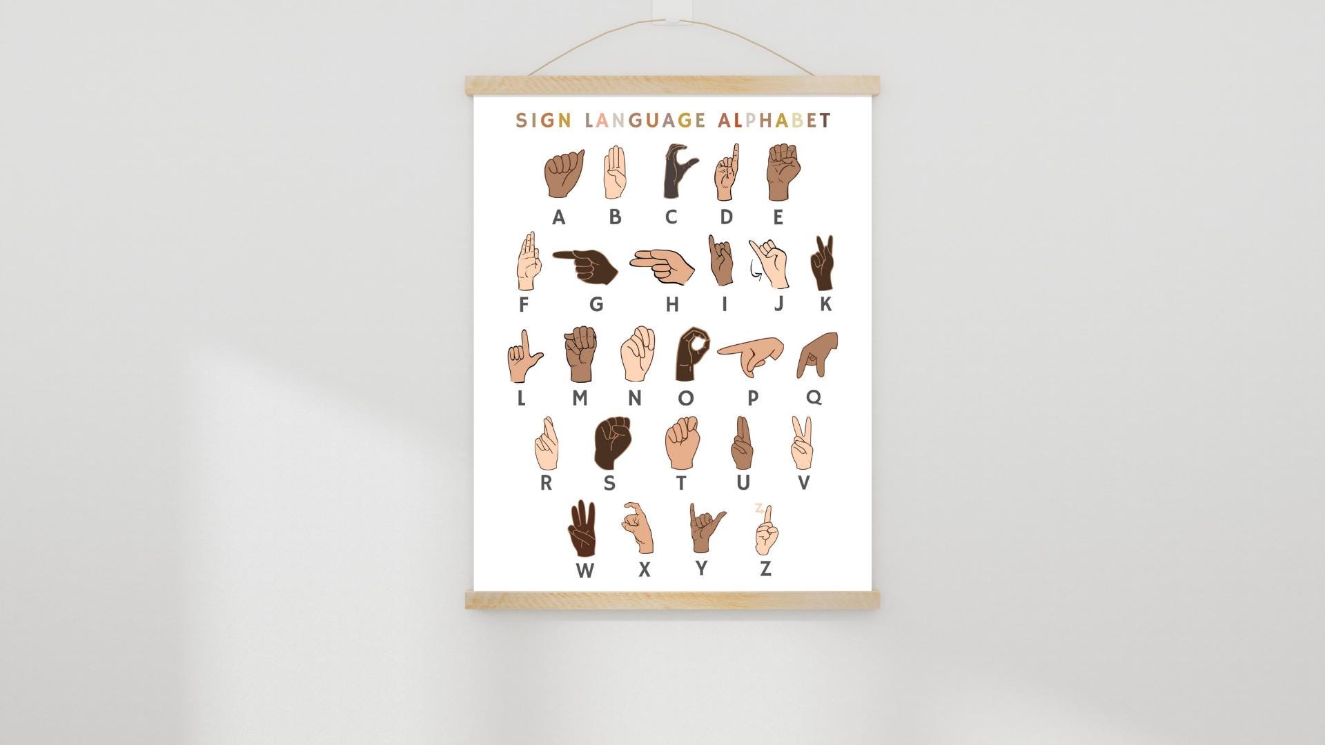 ASL, Sign Language Alphabet Poster, Abcs, Digital, Printables, Wall Art ...