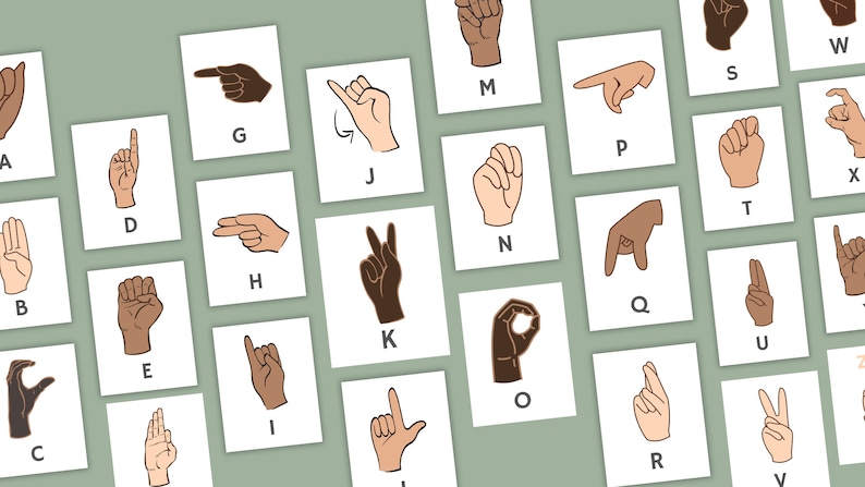 ASL Alphabet Flash Cards, ABC, Children, Kids, Montessori, Classroom ...