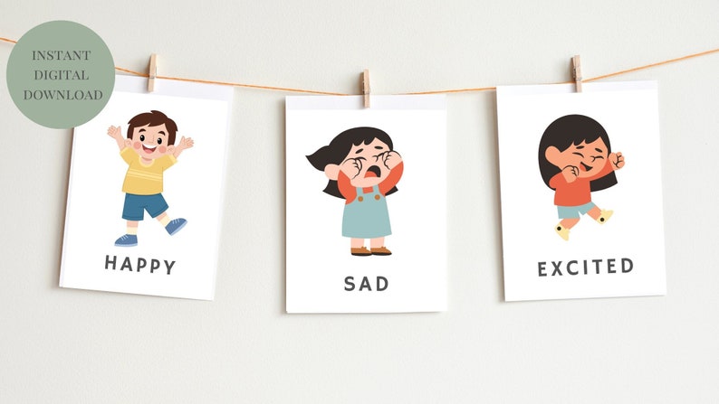 25 Emotions & Feelings, Flash Cards, Calming Corner, Montessori ...