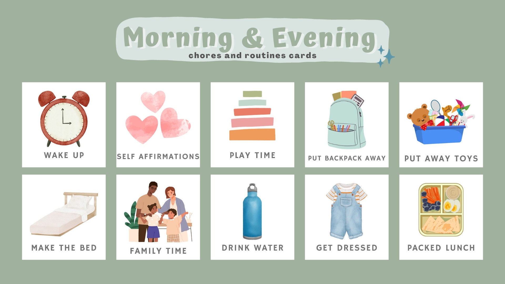 Children's Morning and Evening Chores and Routines, Cards, Chart ...