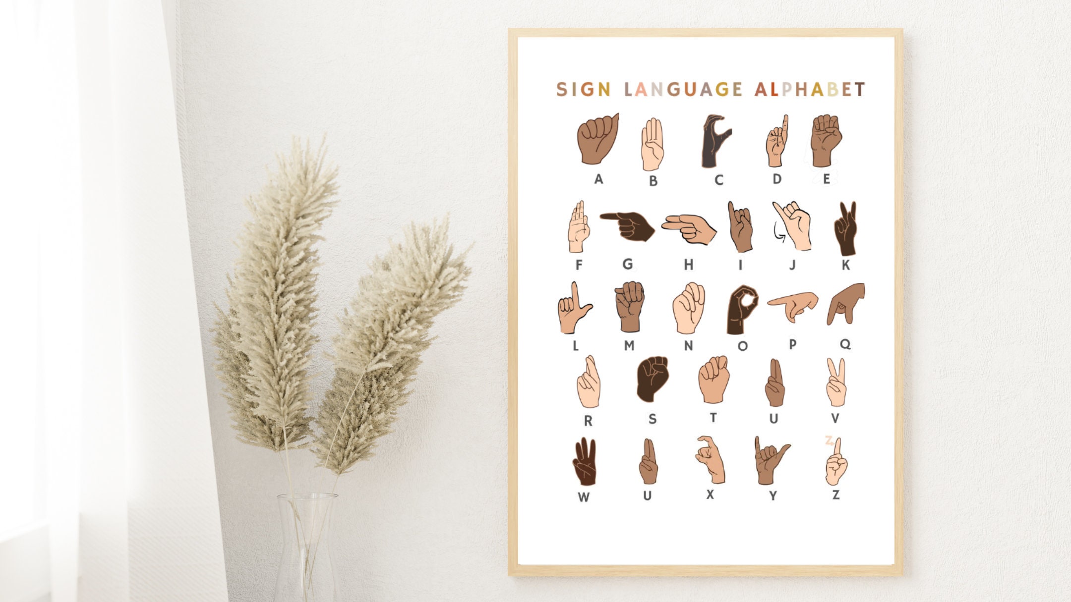ASL, Sign Language Alphabet Poster, Abcs, Digital, Printables, Wall Art ...