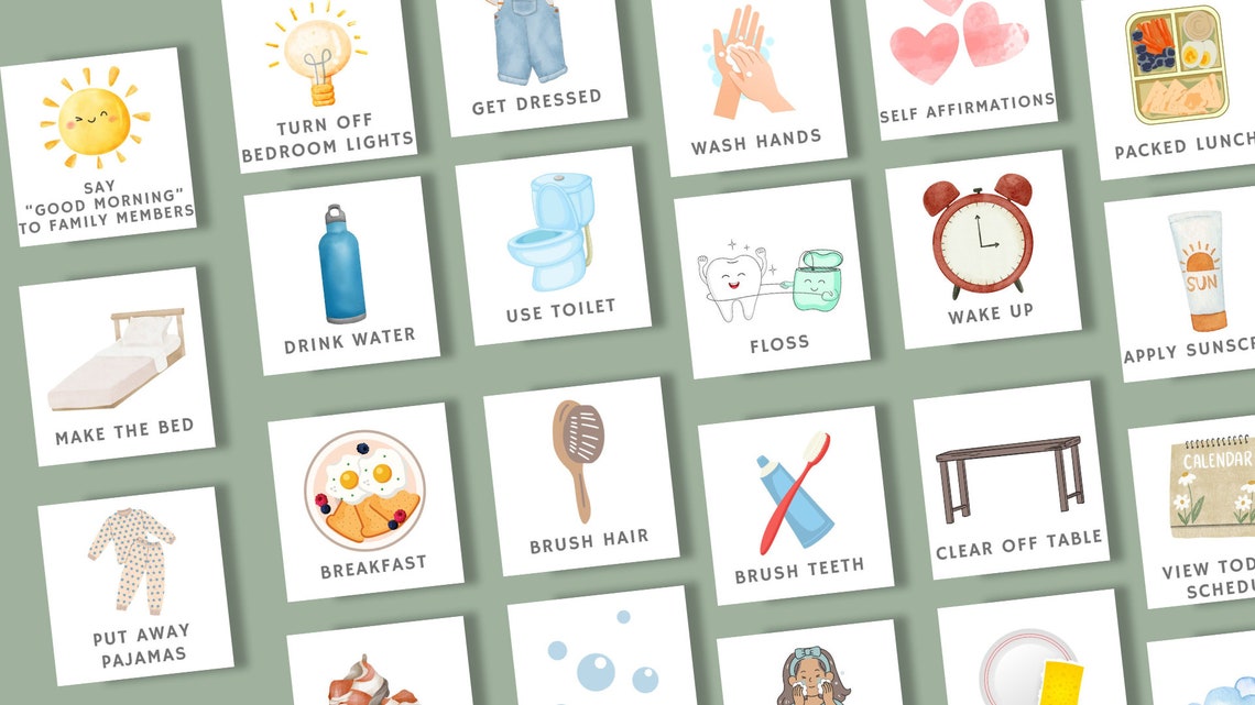 Children's Morning and Evening Chores and Routines, Cards, Chart ...
