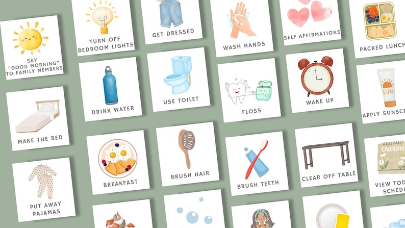 Children's Morning and Evening Chores and Routines, Cards, Chart ...