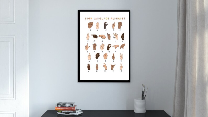 ASL, Sign Language Alphabet Poster, Abcs, Digital, Printables, Wall Art ...