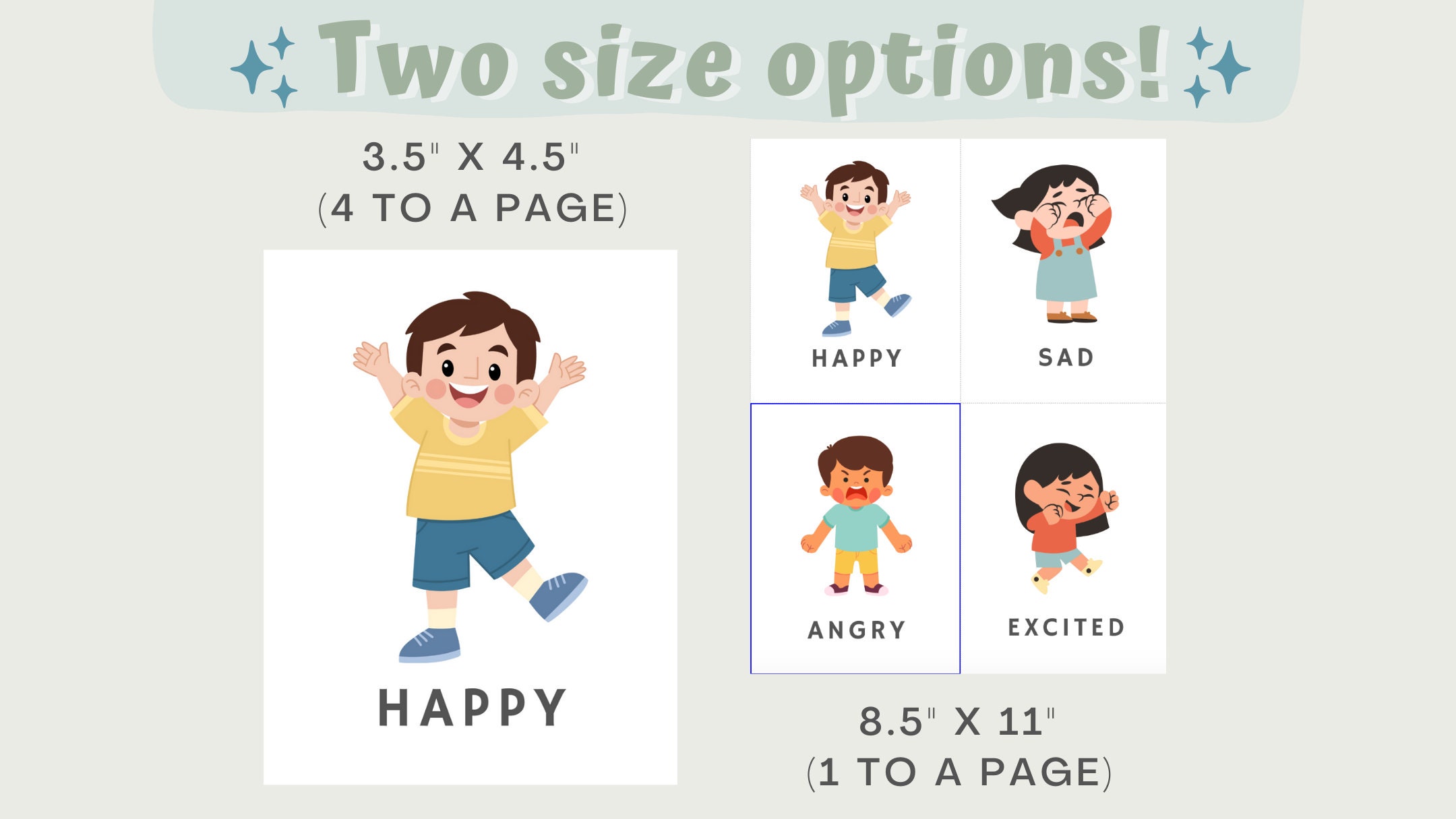 25 Emotions & Feelings, Flash Cards, Calming Corner, Montessori ...