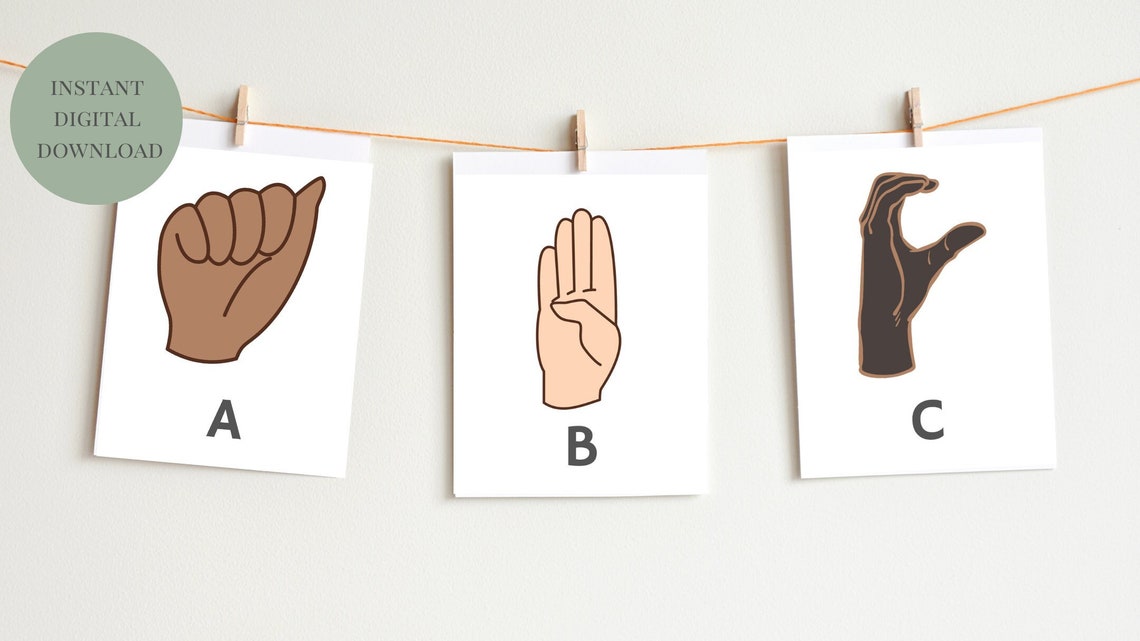 ASL Alphabet Flash Cards, ABC, Children, Kids, Montessori, Classroom ...