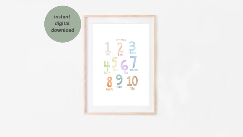 Numbers Chart Printable Poster, Children, Education, Montessori ...