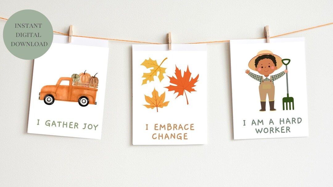 30 Fall Season Affirmations, Flash Cards, Calming Corner, Montessori ...
