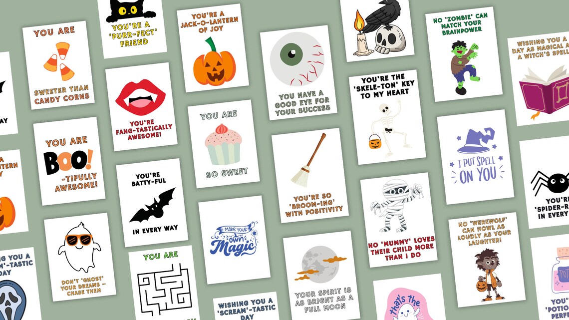31 Lunchbox Halloween Notes, Printable, Digital, Children, School Lunch ...