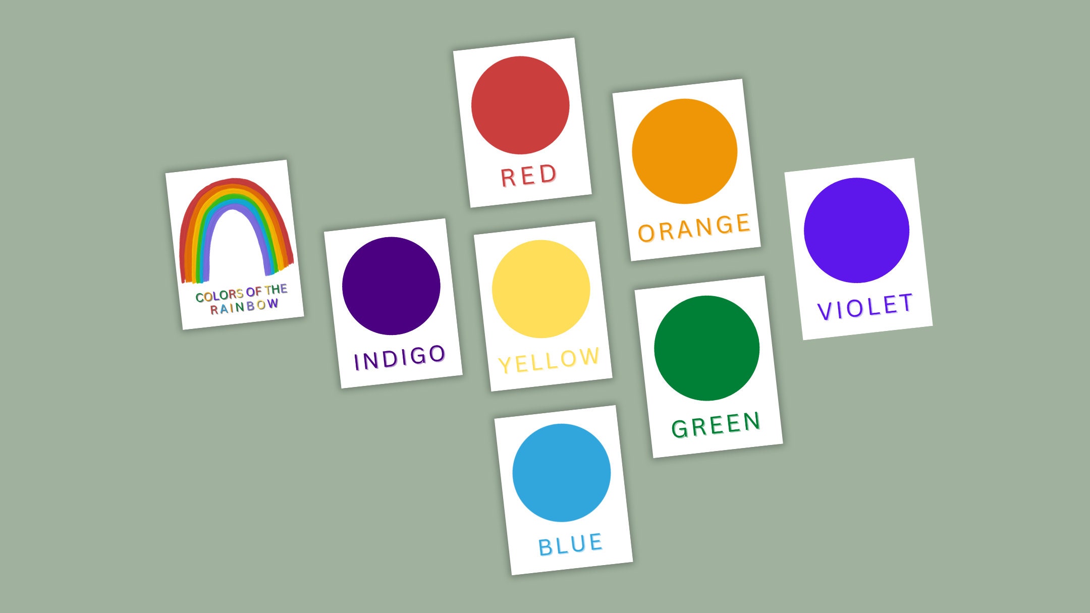 Colors of the Rainbow, Flash Cards, ABC, Children, Kids, Montessori ...