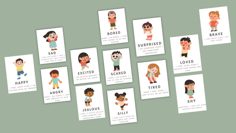 25 Details on Emotions & Feelings, Flash Cards, Calming Corner ...