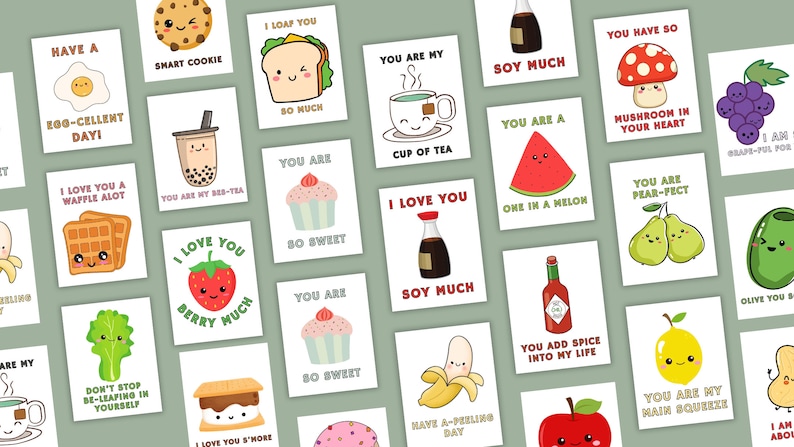 30 Lunchbox Foodie Notes, Printable, Digital, Children, School Lunch ...