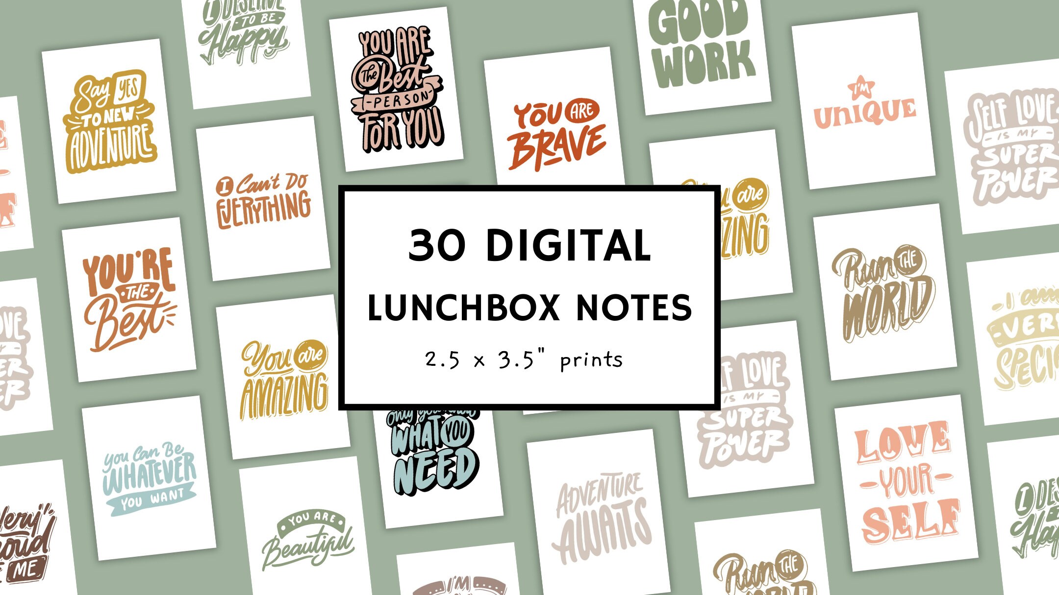 30 Lunchbox Notes, Printable, Digital, Children, School Lunch, Letters ...