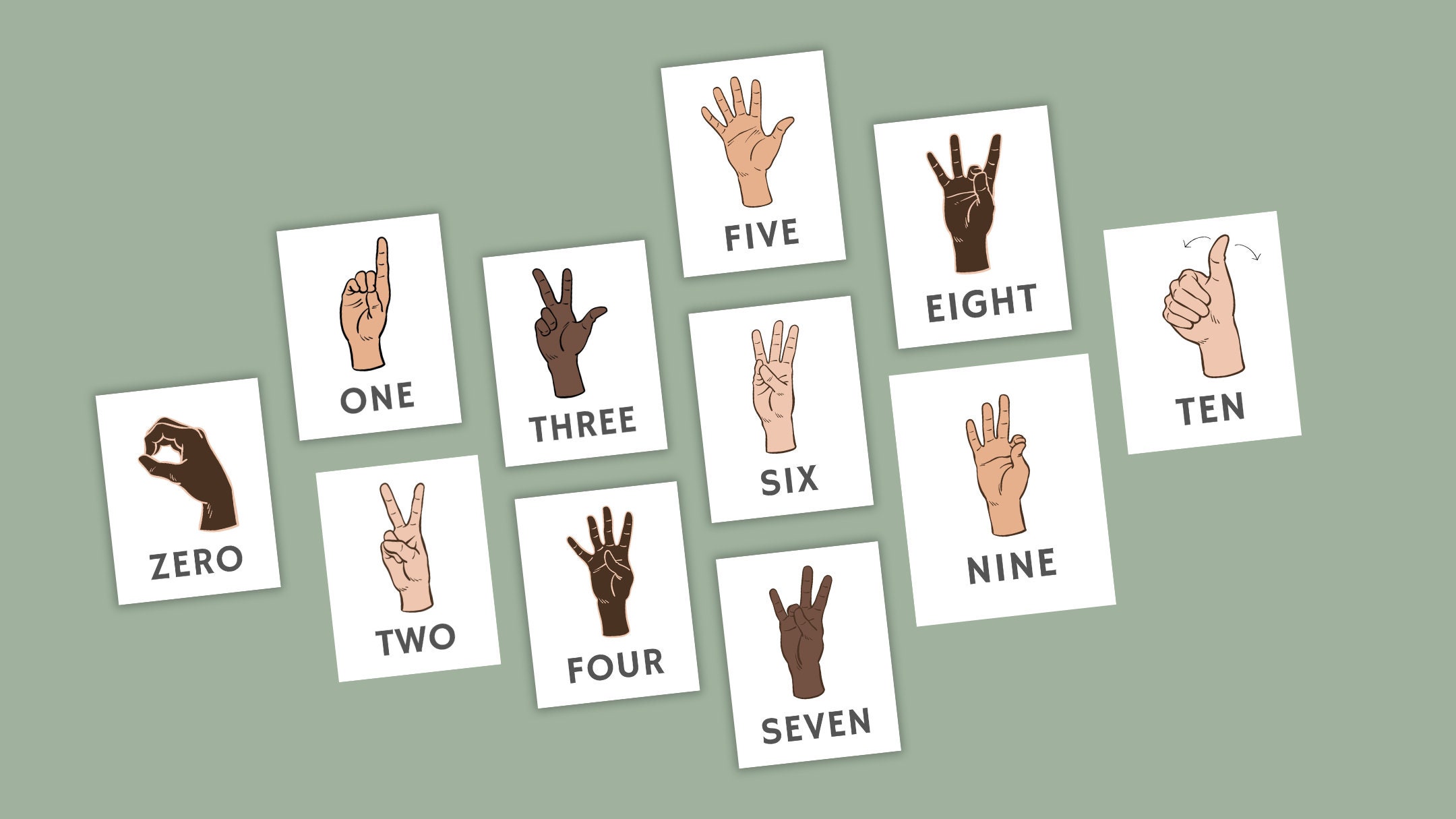 ASL, Numbers 0-10 Flashcards, Signs, Hand Gestures, Language, Children ...