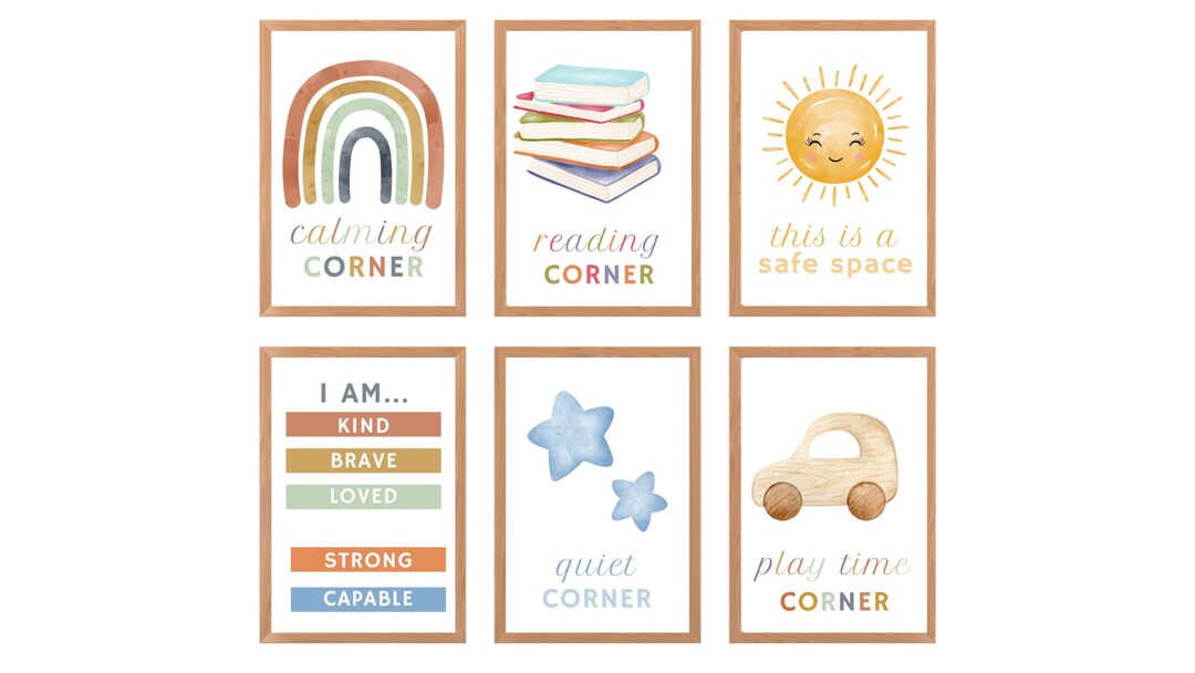 Calming Corner Poster Bundle, Affirmations, Play, Quiet, Reading, Safe ...