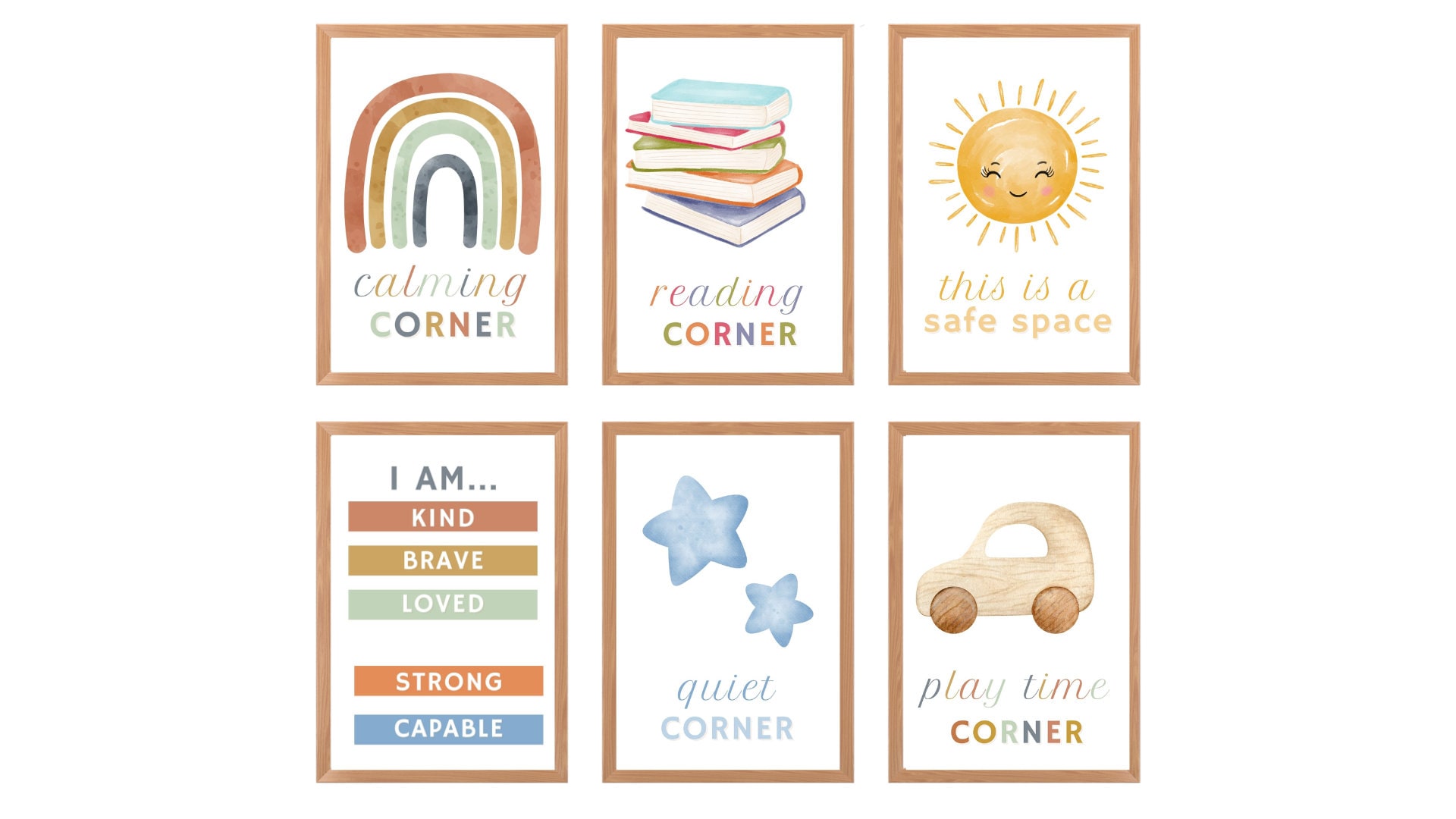 Calming Corner Poster Bundle, Affirmations, Play, Quiet, Reading, Safe ...