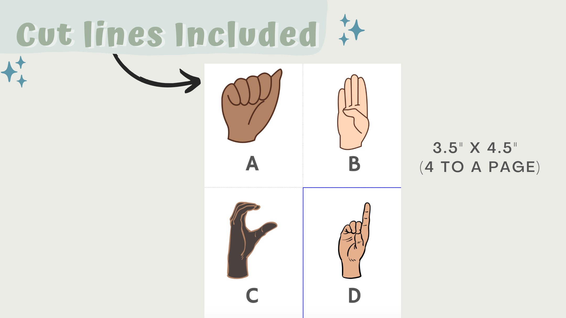 ASL Alphabet Flash Cards, ABC, Children, Kids, Montessori, Classroom ...