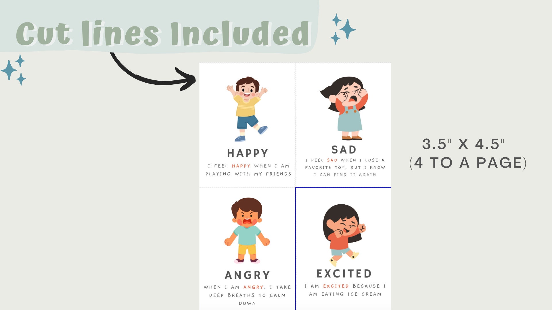 25 Details on Emotions & Feelings, Flash Cards, Calming Corner ...