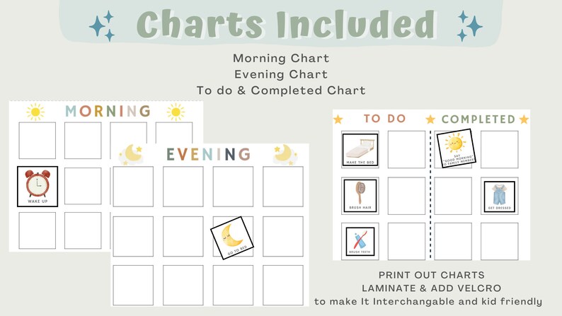 Children's Morning and Evening Chores and Routines, Cards, Chart ...