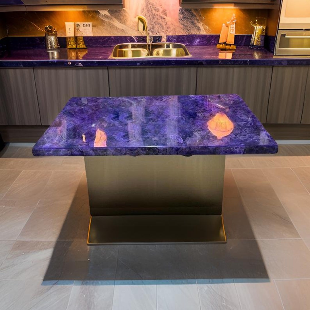 Handmade Amethyst Gemstone Table Top: Decorative Kitchen Island or ...