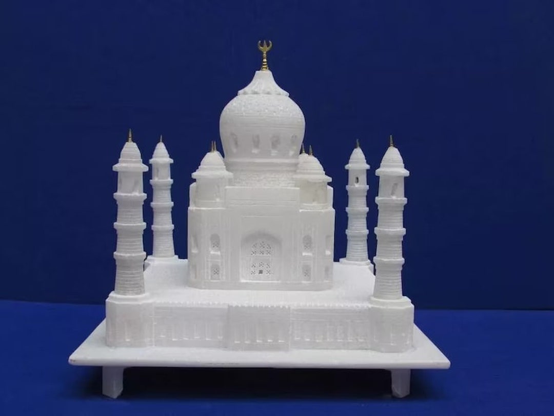 9" White Marble Taj Mahal Replica Indian Souvenir Handcrafted Miniature ...
