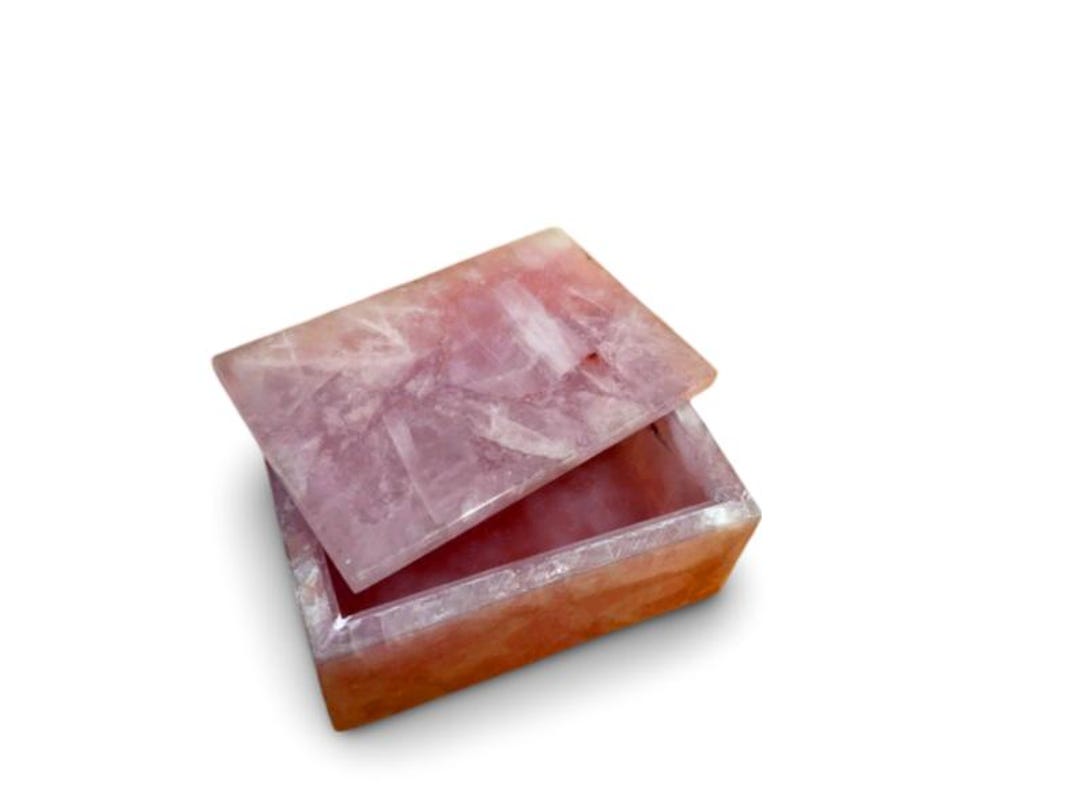 Rose Quartz Jewelry Box, Multipurpose Pink Crystal Gemstone Storage ...