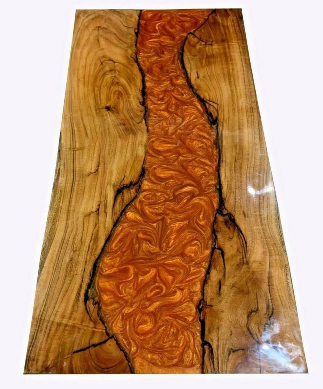 Orange Epoxy River Dining Table Tops Made to Order for Dining Room Home ...