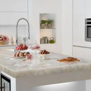 White Agate Stone Table Top / White Quartz Countertop Table / - Etsy