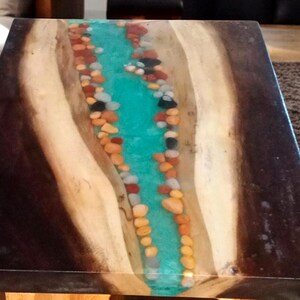 Epoxy Resin Pebble River Coffee Table Made to Order Handmade Acacia ...