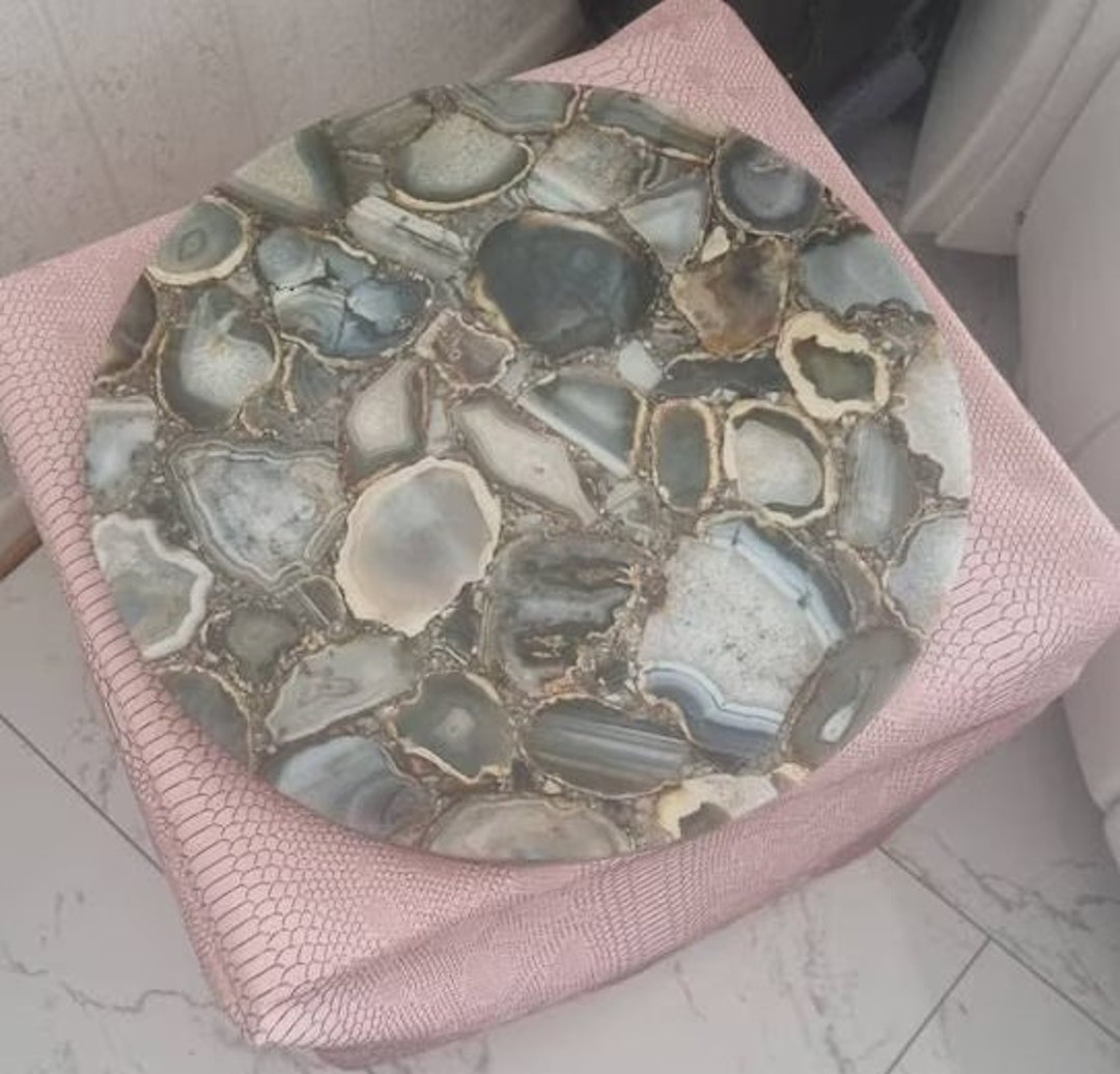 Small End Table Top, Brown Agate Table, Coffee Table, Living Room Table ...