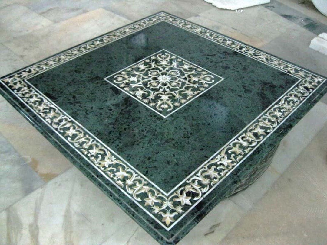 Green Marble Square Table Top for Coffee or Dining Restaurant ...