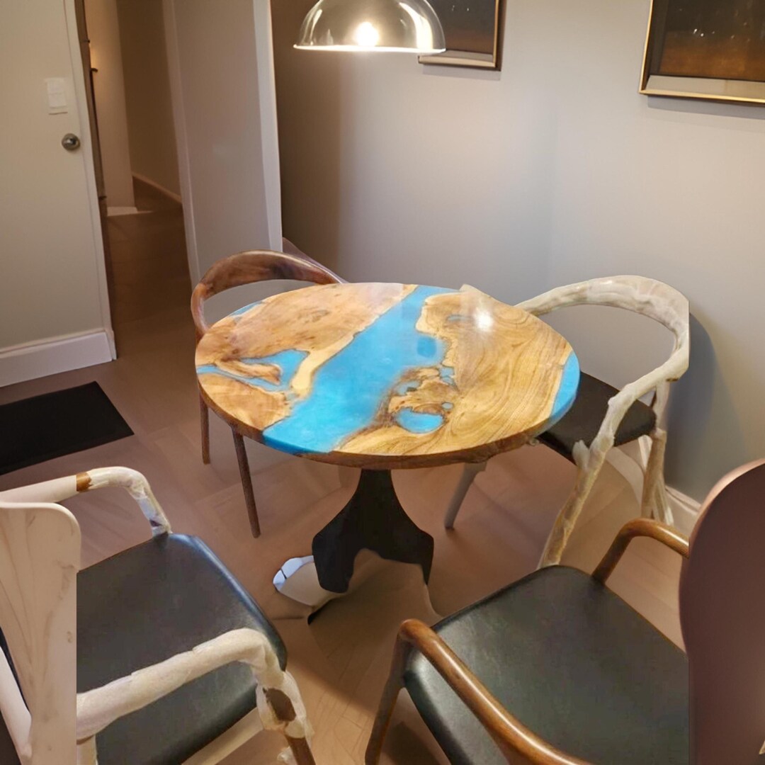 Round Epoxy Table Circular Bar Table Natural Wood Table Home Decor ...