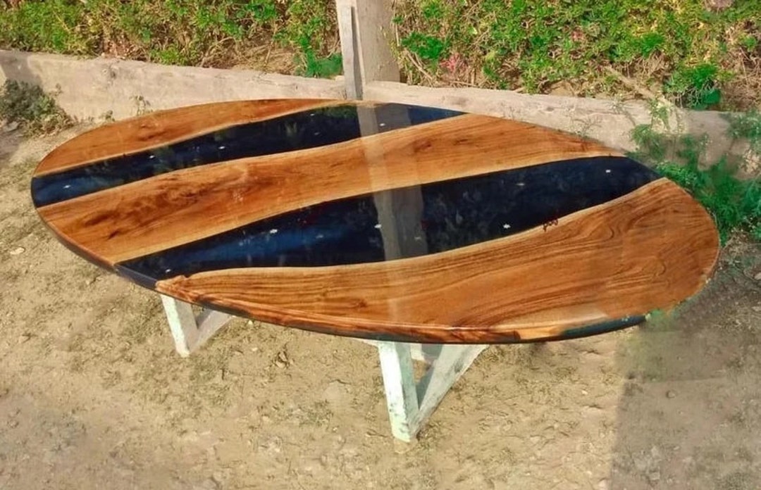 Oval Epoxy Table Made to Order Resin Dining Table Acacia Coffee Table ...