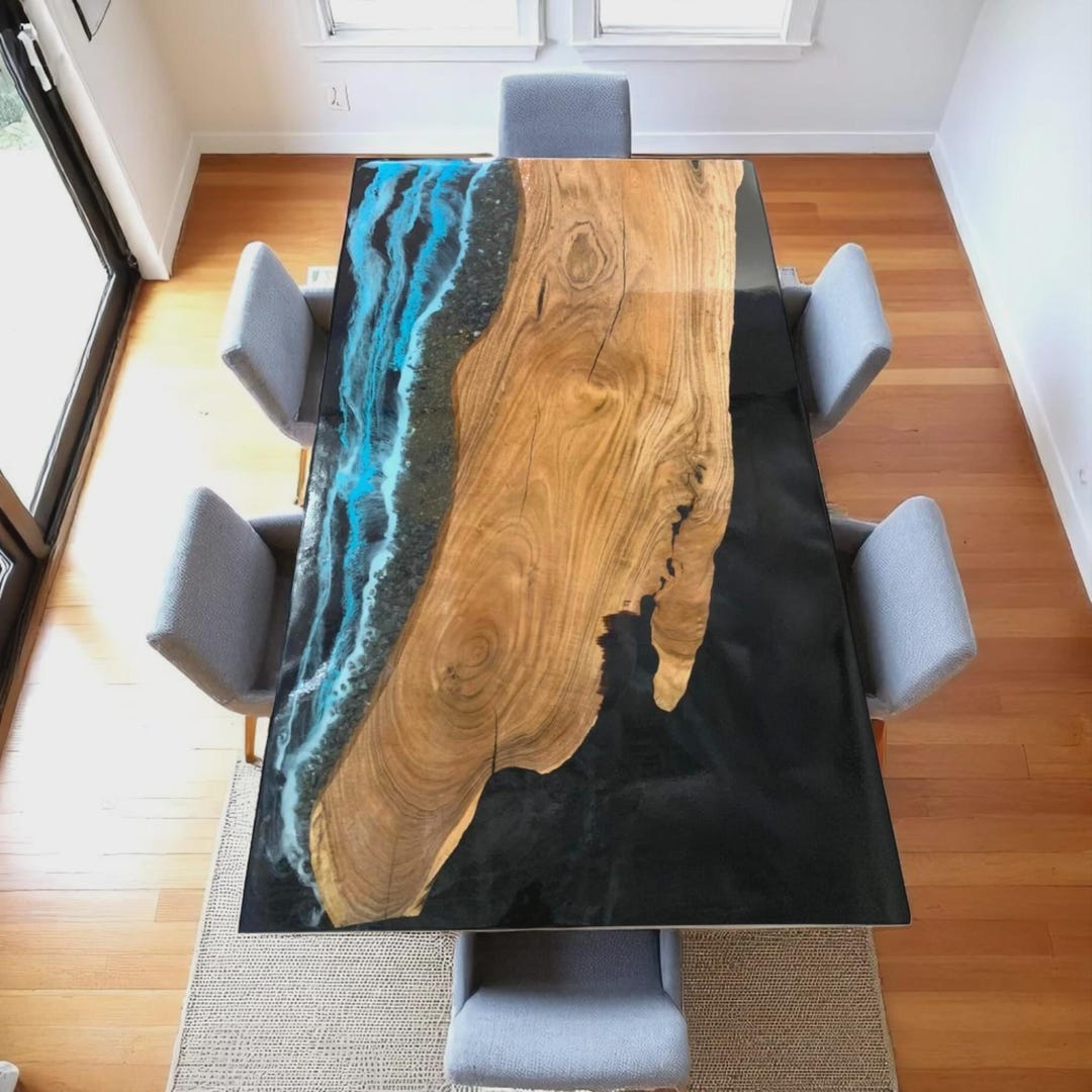 Dining Room Table Furniture With Epoxy Resin, Kitchen Table Furniture ...