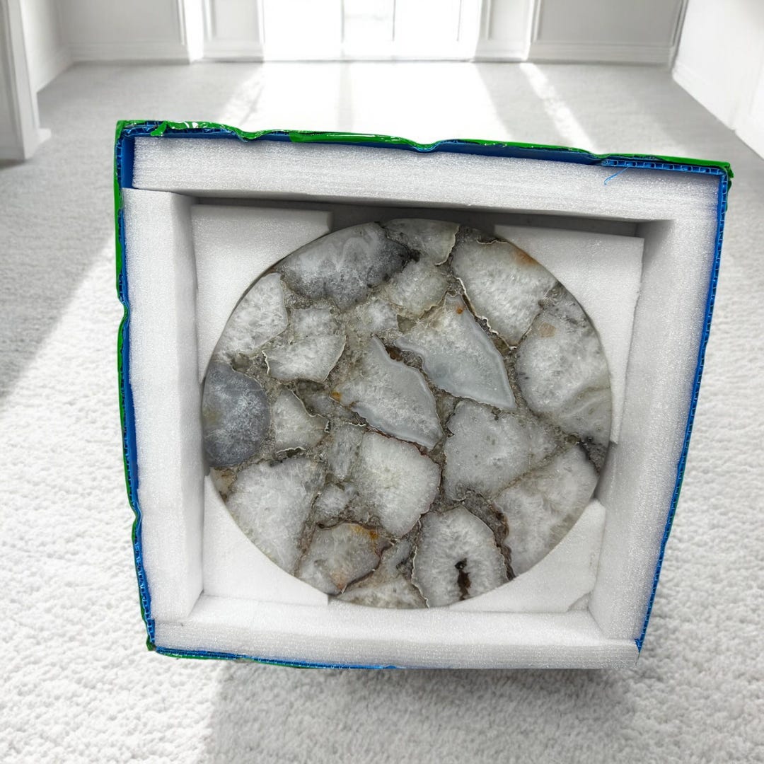 White Salt Agate Round Coffee Table Top for Home Decoration - Etsy