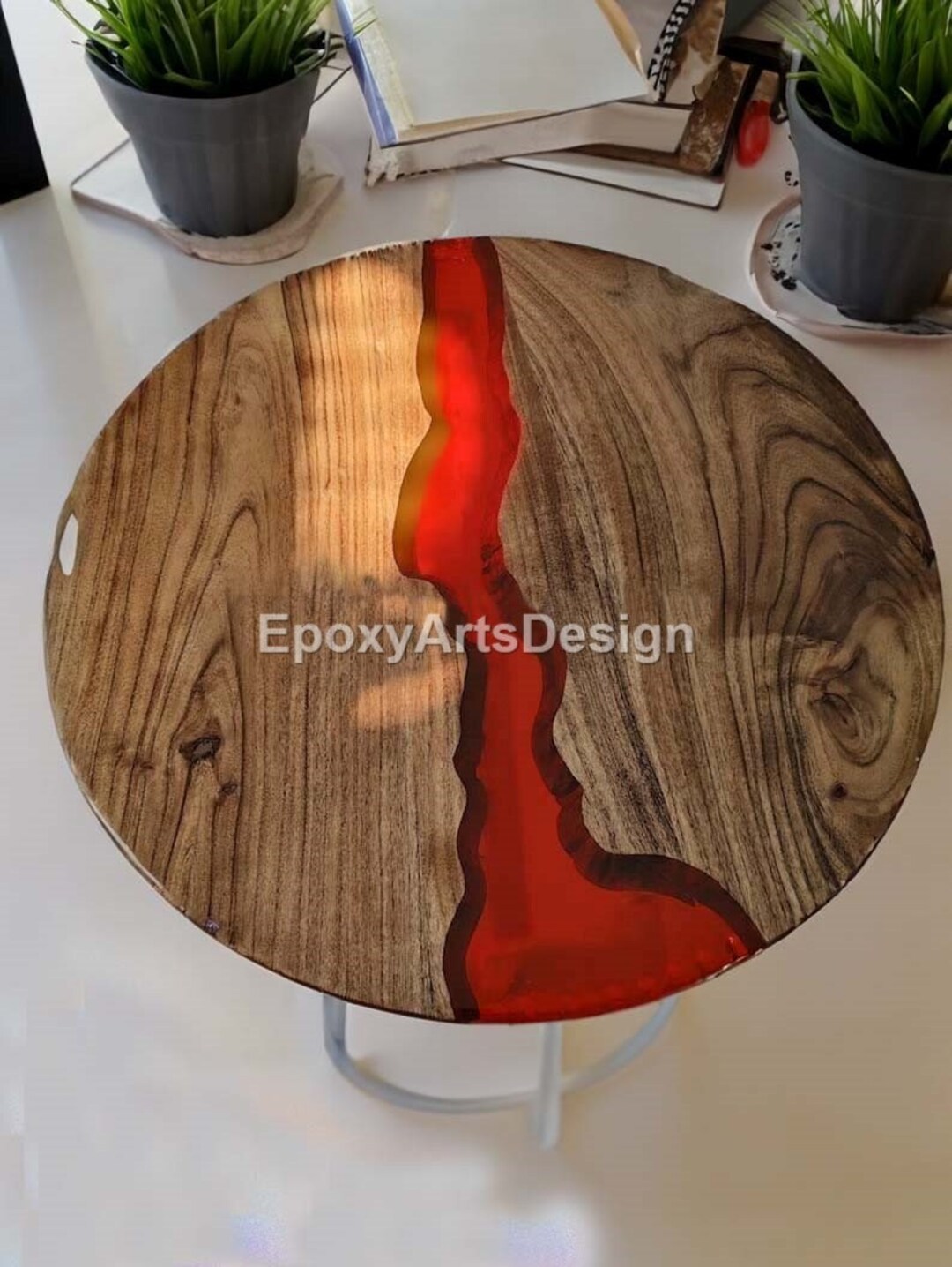 Red Epoxy Table, Restaurant Coffee Table Decor, Handmade Furniture ...