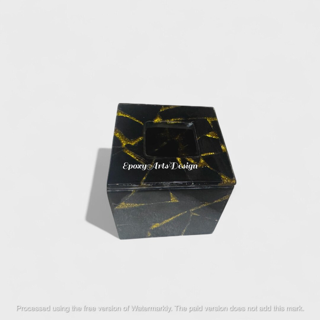 Luxury Black Obsidian Tissue Box – Bathroom Accessory Handmade Napkin ...